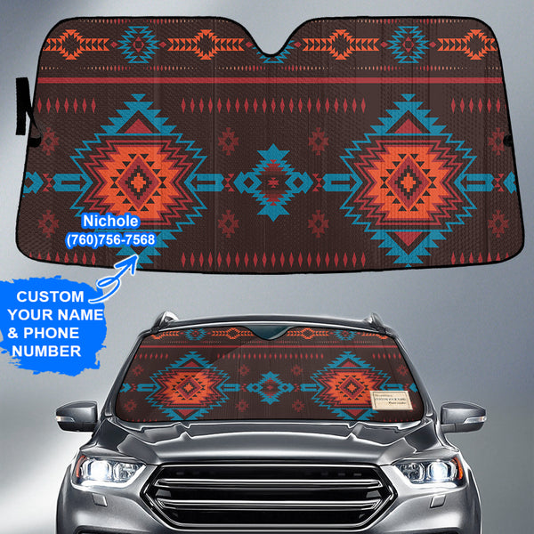 GB-NAT00603 Pattern Native American Custom Name Auto Sun Shades ...