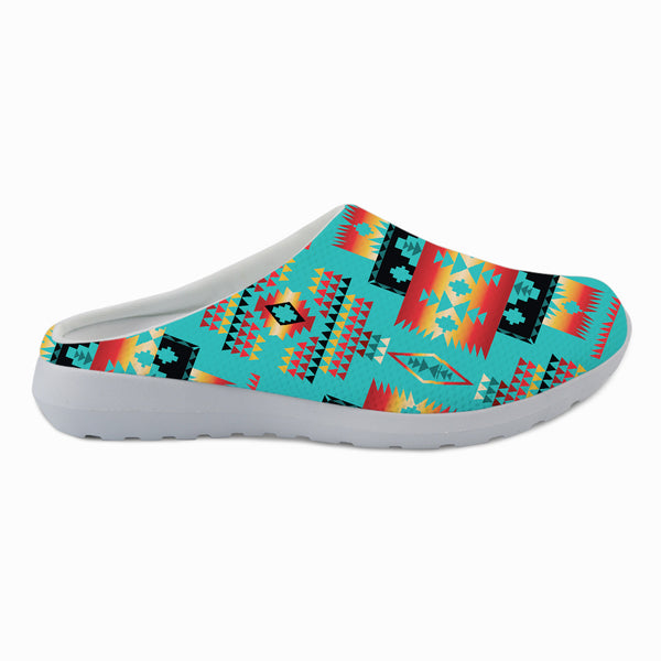 GB-NAT00046-01 Blue Native Tribes Pattern Mesh Slippers – Powwow Store