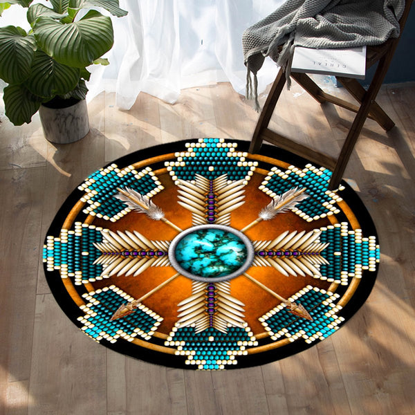 Naumaddic Arts Native American Design Round Carpet – Powwow Store