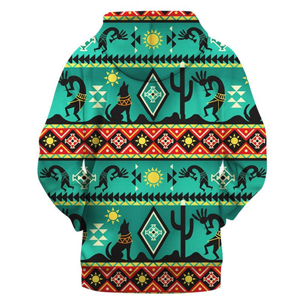 Kokopelli Myth Green Native American Hoodie – Powwow Store