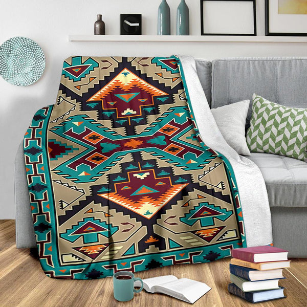 GB-NAT00016 Tribe Blue Pattern Native American Premium Blanket – Powwow ...
