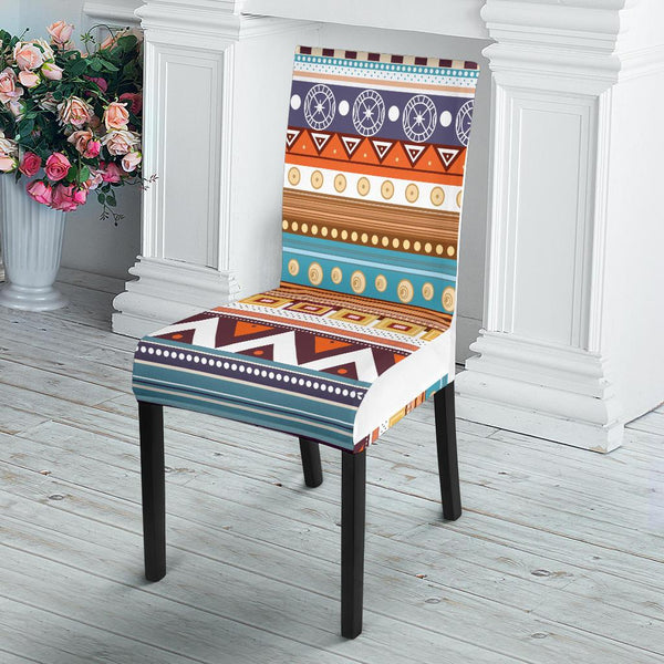 White Geometric Pattern Native American Dining Chair Slip Cover ...