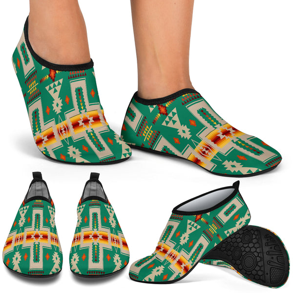 GB-NAT00062-08 Light Green Tribe Design Native American Aqua Shoes ...