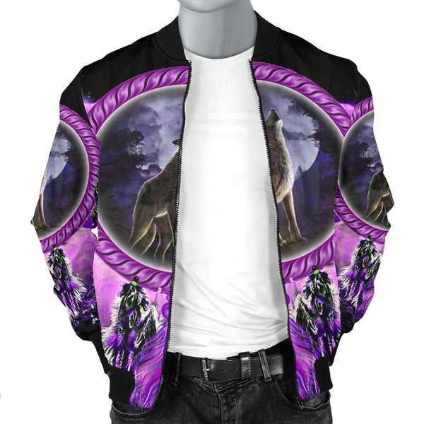 GB-NAT00564 Howling Wolf Dream Men's Bomber Jacket – Powwow Store