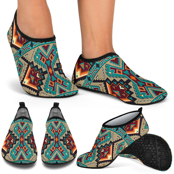 GB-NAT00016 Native American Culture Design Aqua Shoes – Powwow Store