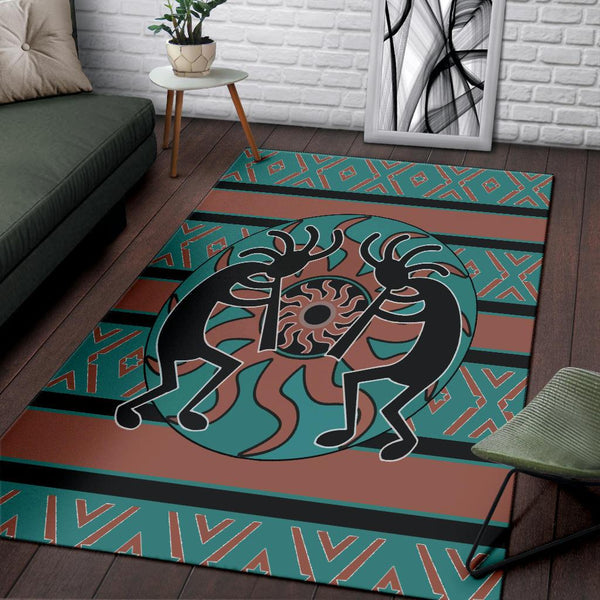 Kokopelli Myth Blue Native American Rug Area no link – Powwow Store