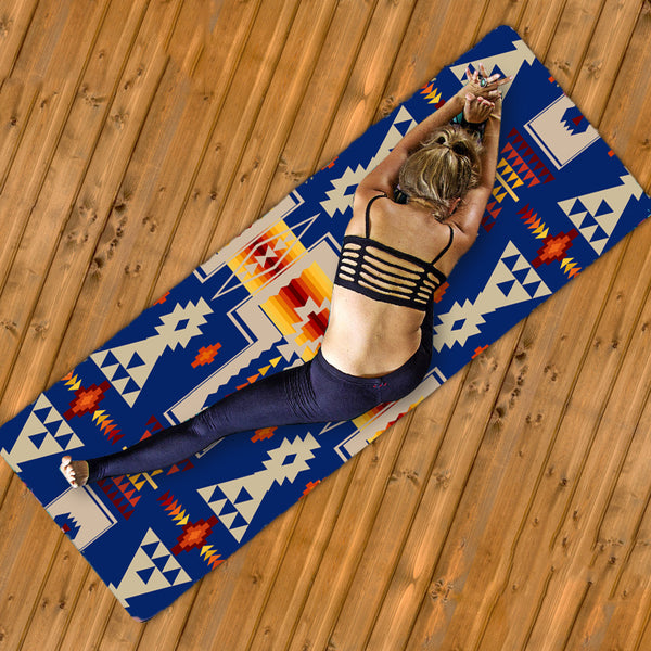 GB-NAT00062-04 Navy Tribe Design Native American Yoga Mat – Powwow Store